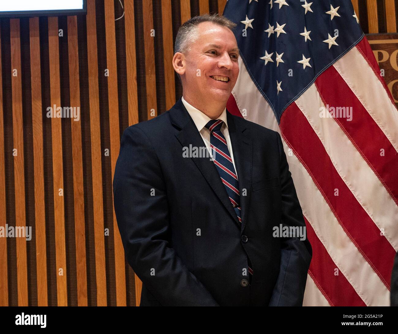 New York, USA. 25th June, 2021. Police Commissioner Dermot Shea attends ...