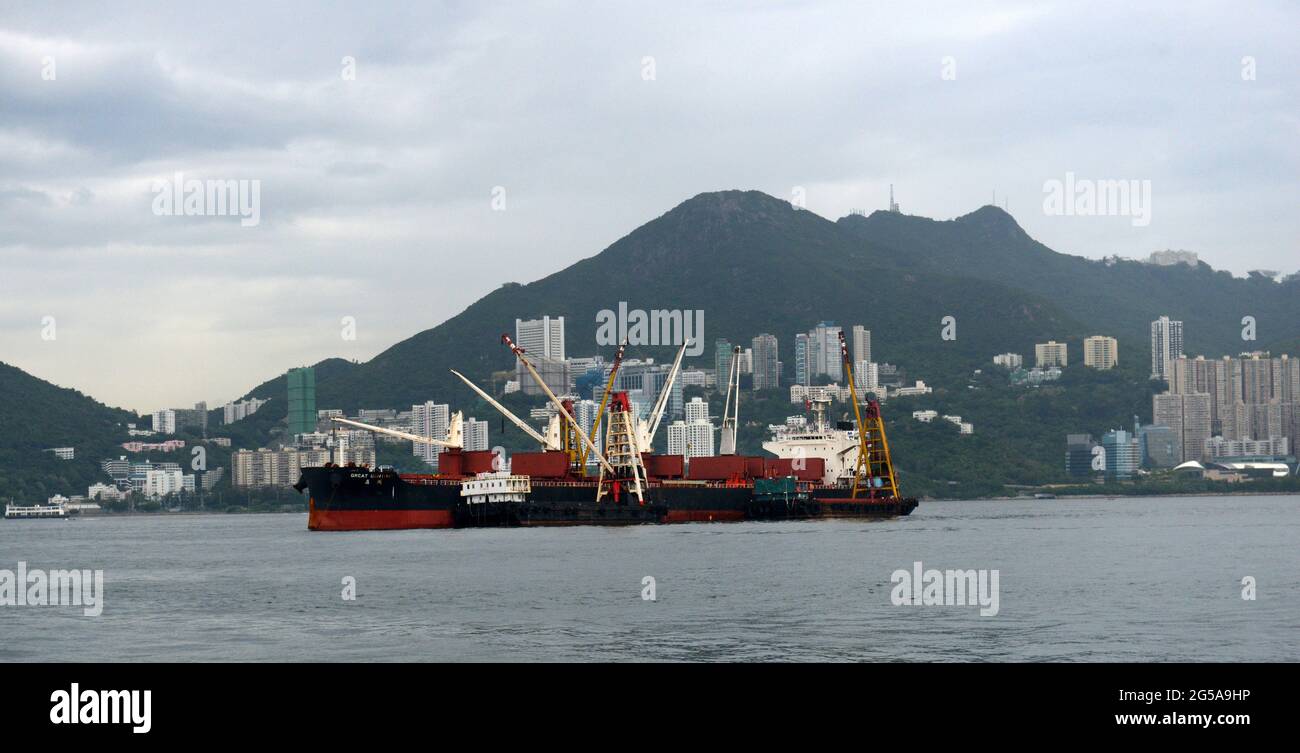 Repair works on the Great Century ship offshore HK island between ...