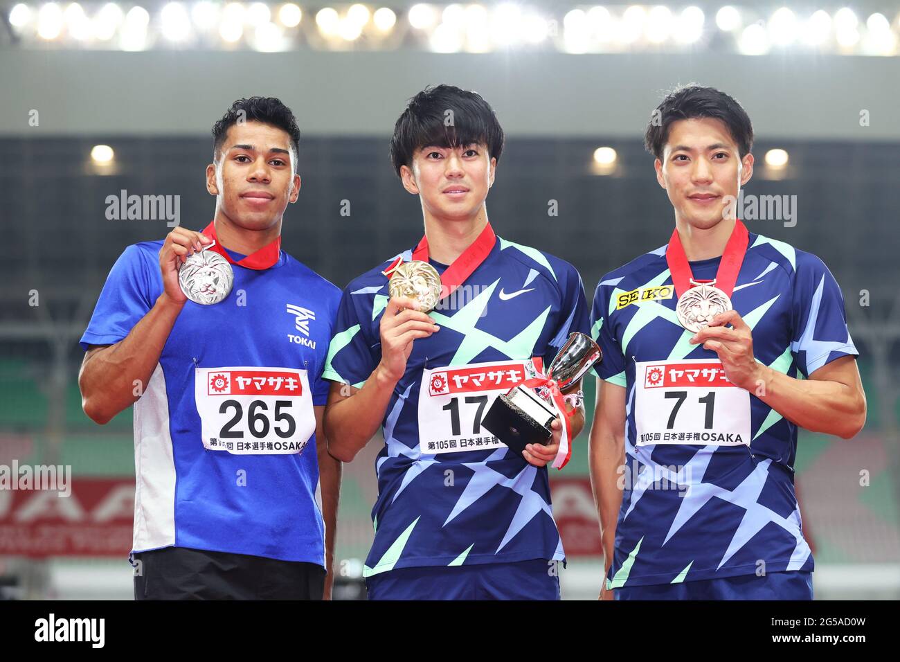 Osaka, Japan. 25th June, 2021. (L to R) Bruno Dede, Shuhei Tada, Ryota ...