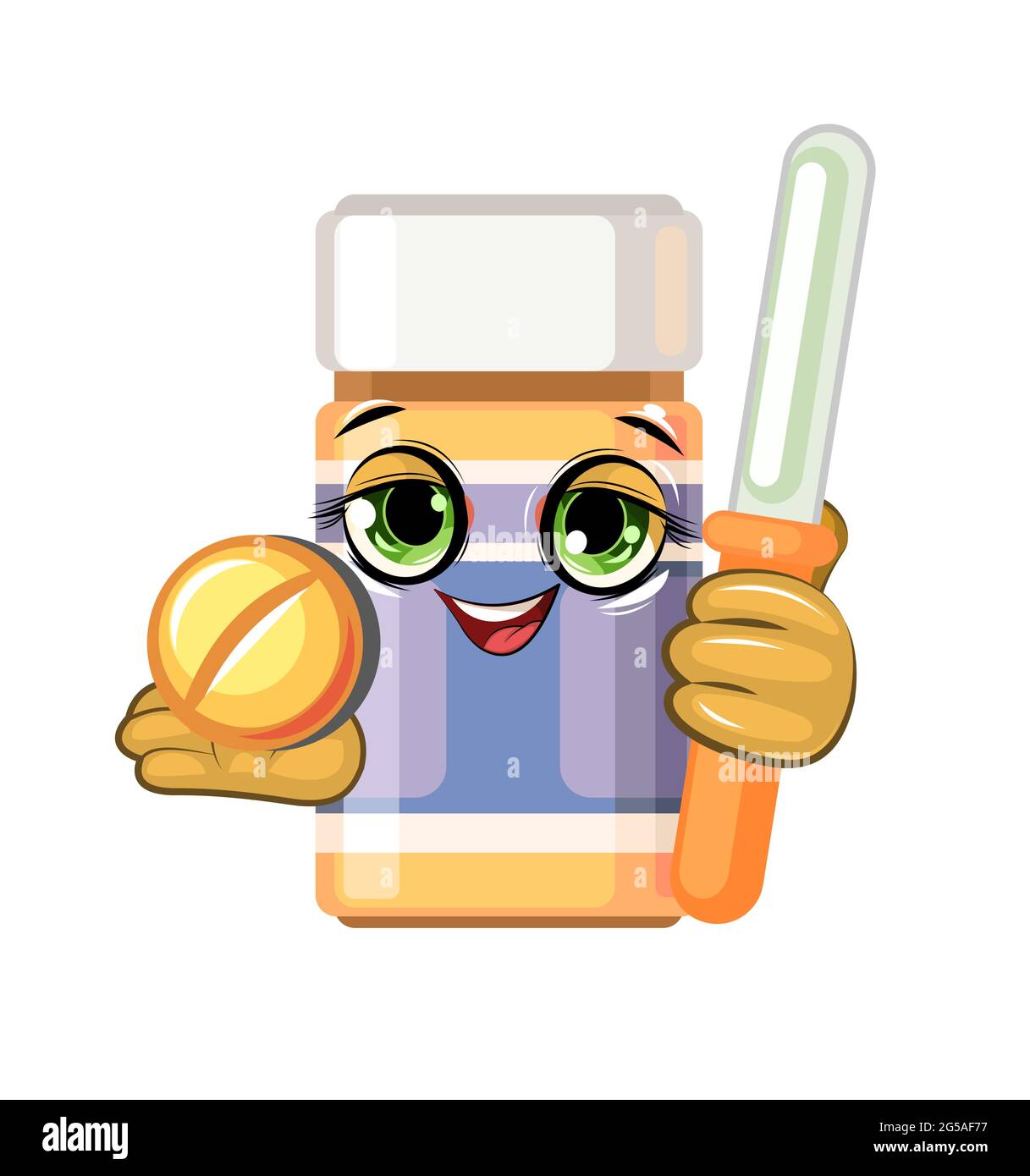 Fun medicine. Illustration for children. Eye drops. The character ...