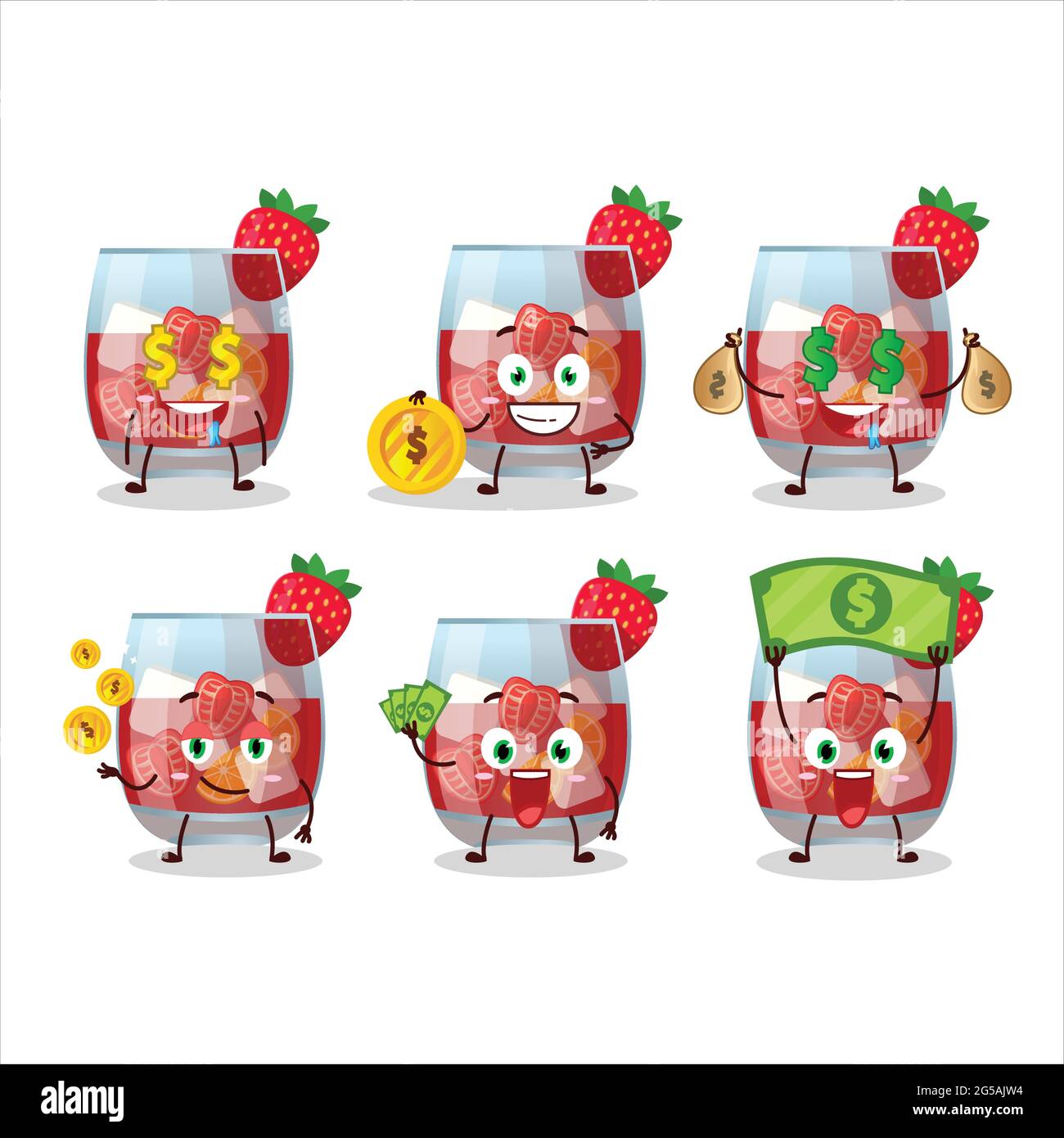 Glass of sangria cartoon character with cute emoticon bring money ...