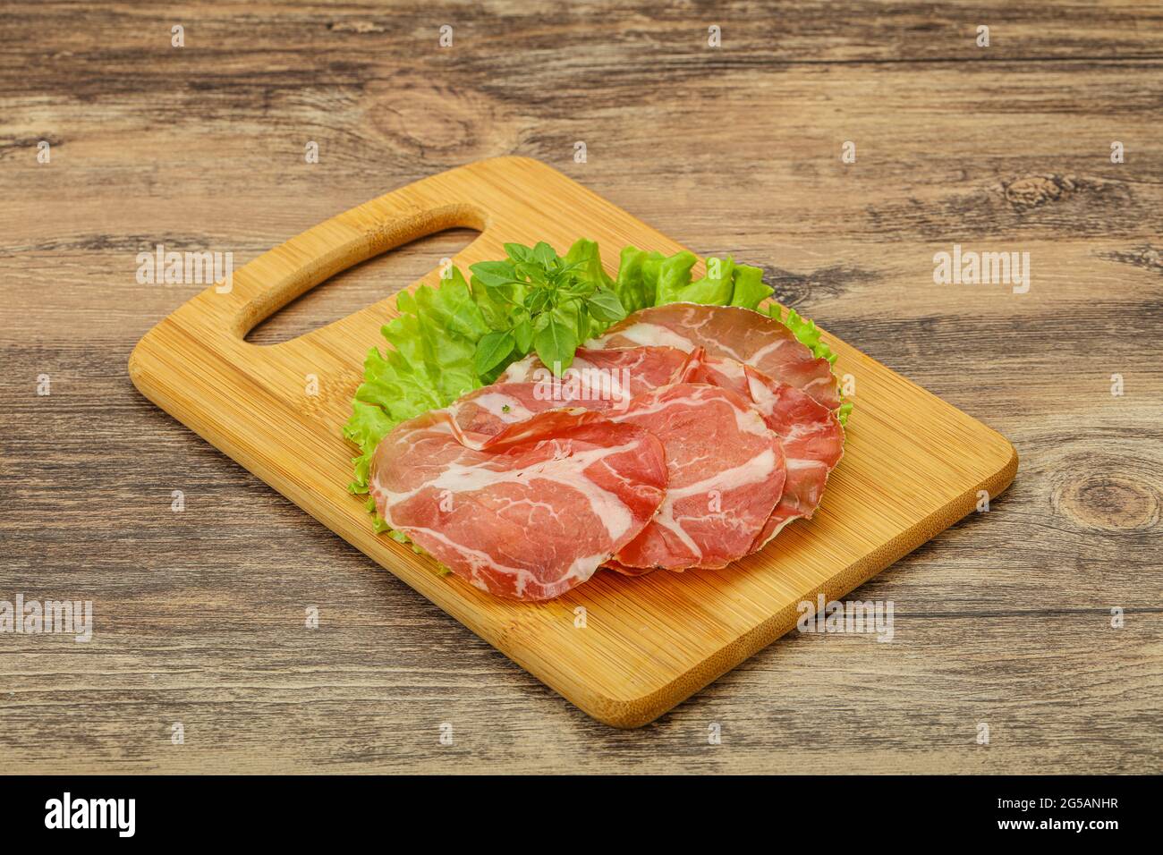 Delicous Smoked pork neck slices snack Stock Photo - Alamy