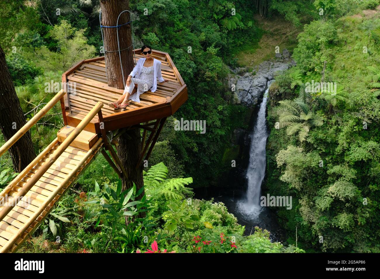 Indonesia Yogyakarta - Air Terjun Kedung Kayang sitting platform Stock ...