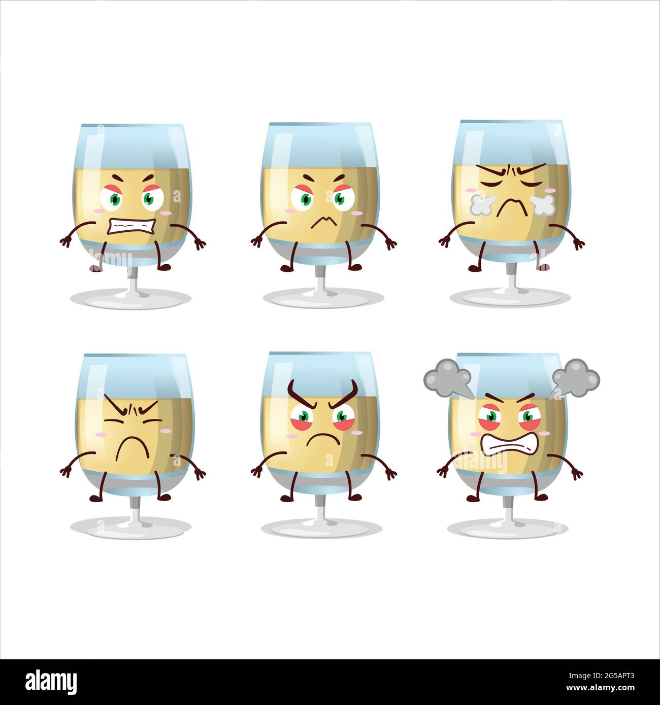 White wine cartoon character with various angry expressions. Vector ...