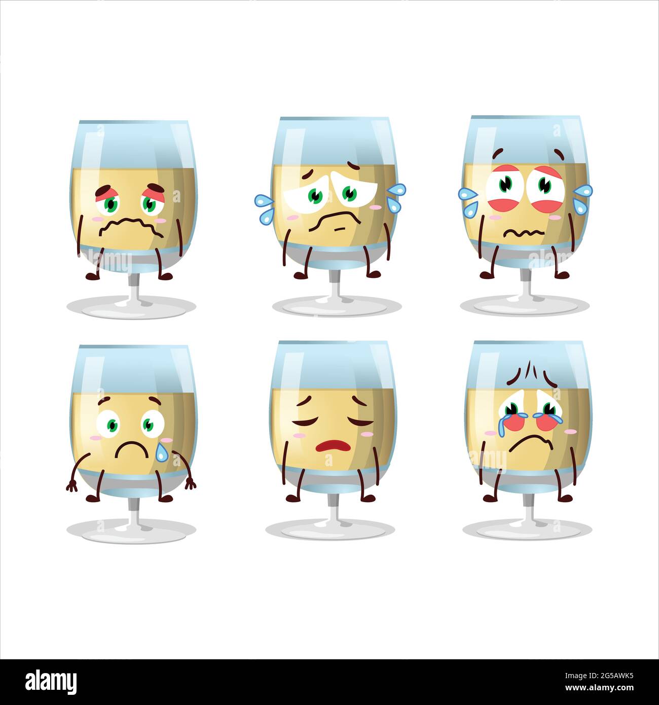 White wine cartoon character with sad expression. Vector illustration ...