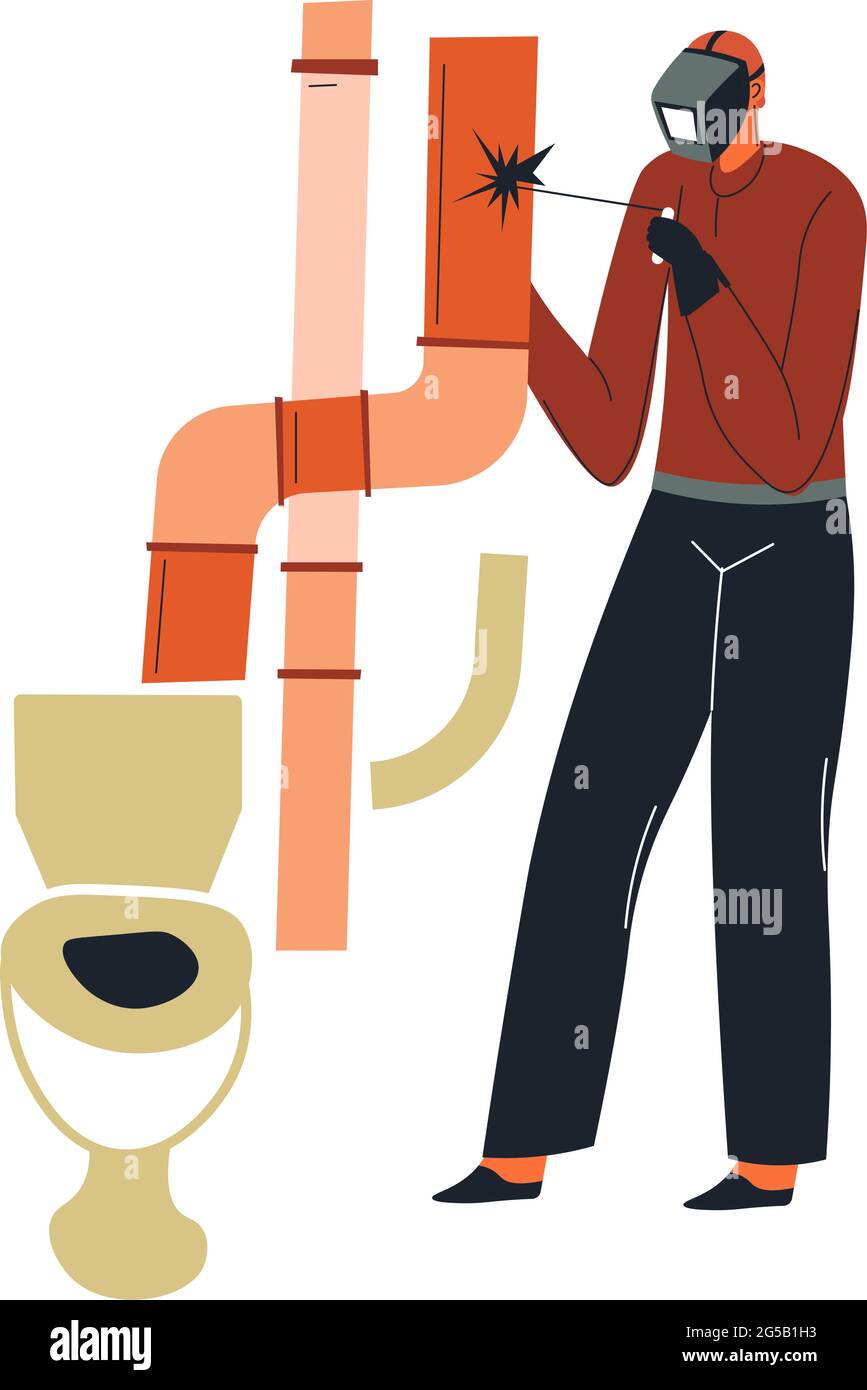 Industrial welder welding in construction Stock Vector Images - Alamy