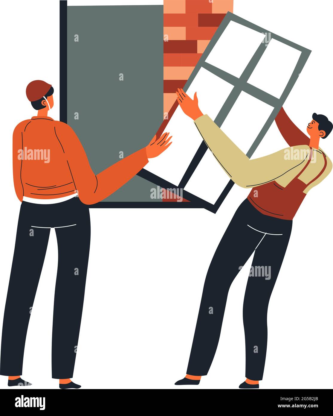 Handyman installing window Stock Vector Images - Alamy