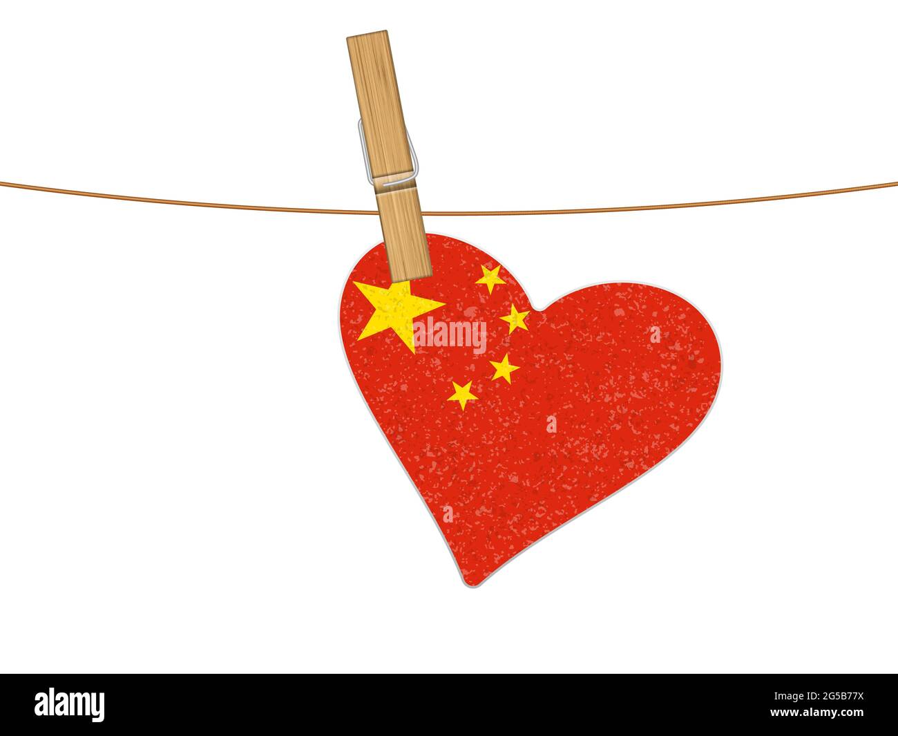 Heart China flag on clothesline. Vector illustration on a white ...