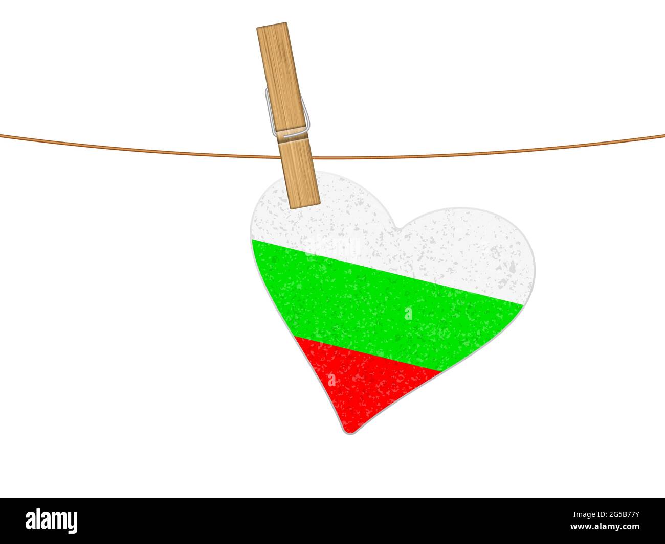 Heart Bulgaria flag on clothesline. Vector illustration on a white ...