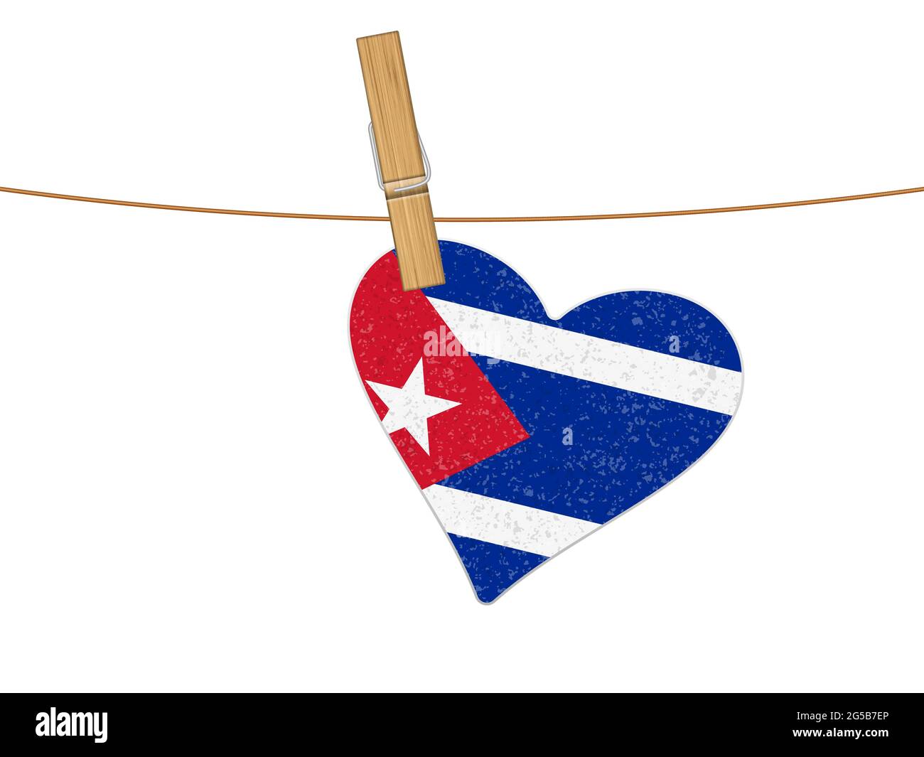 Heart Cuba flag on clothesline. Vector illustration on a white ...