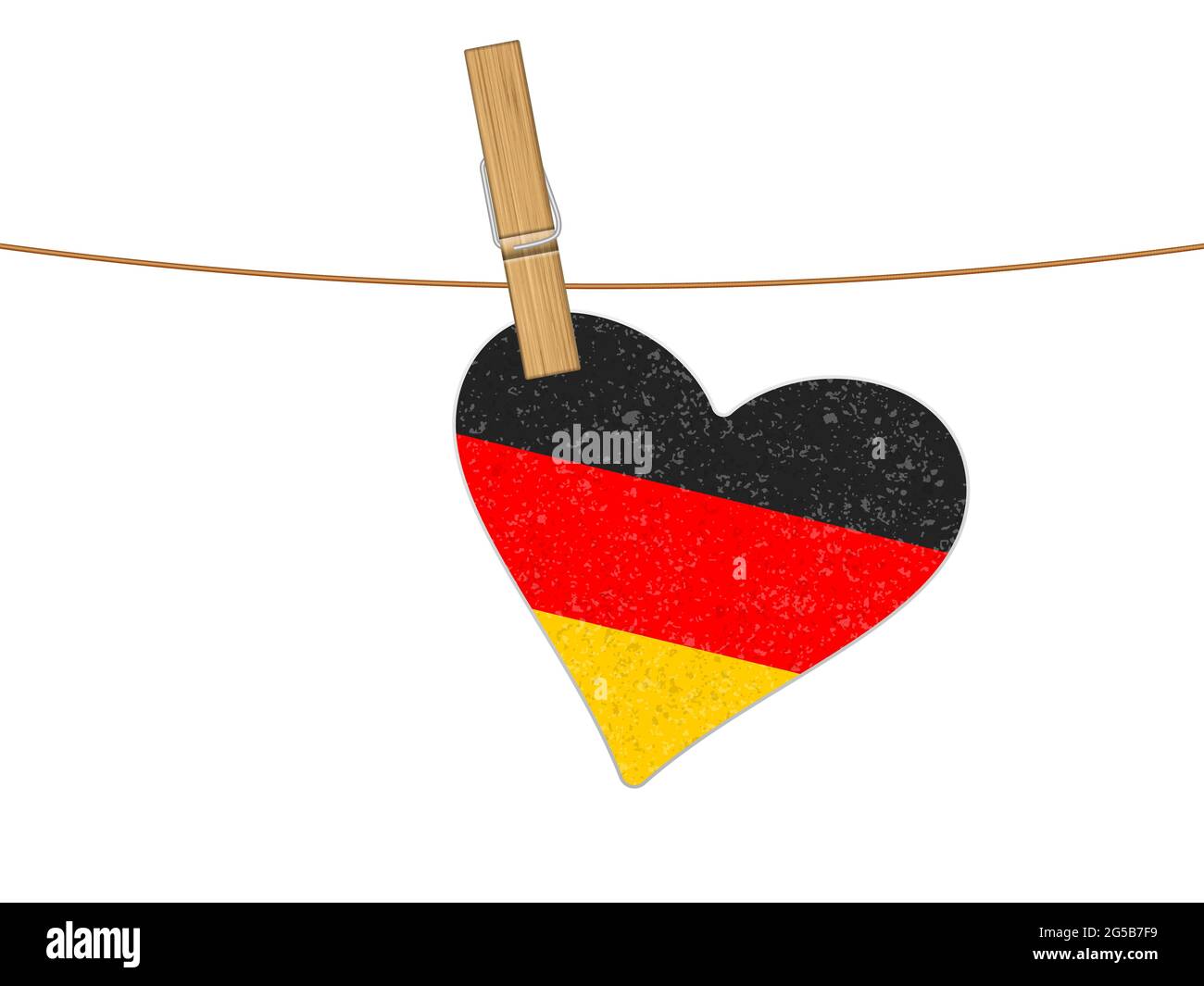 Heart Germany flag on clothesline. Vector illustration on a white ...