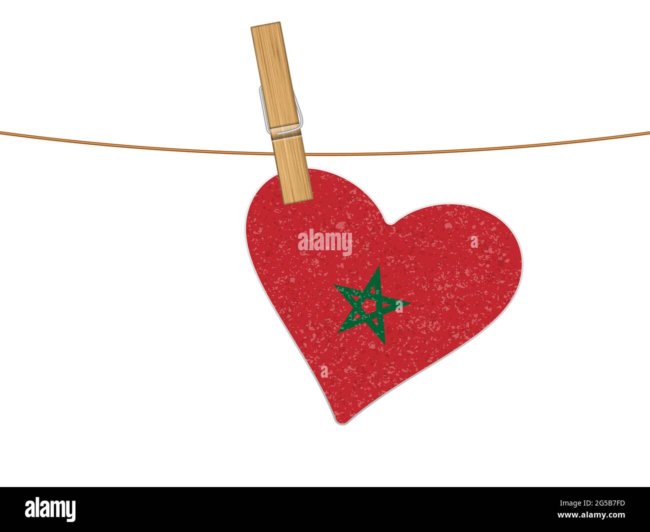 Heart Morocco flag on clothesline. Vector illustration on a white ...