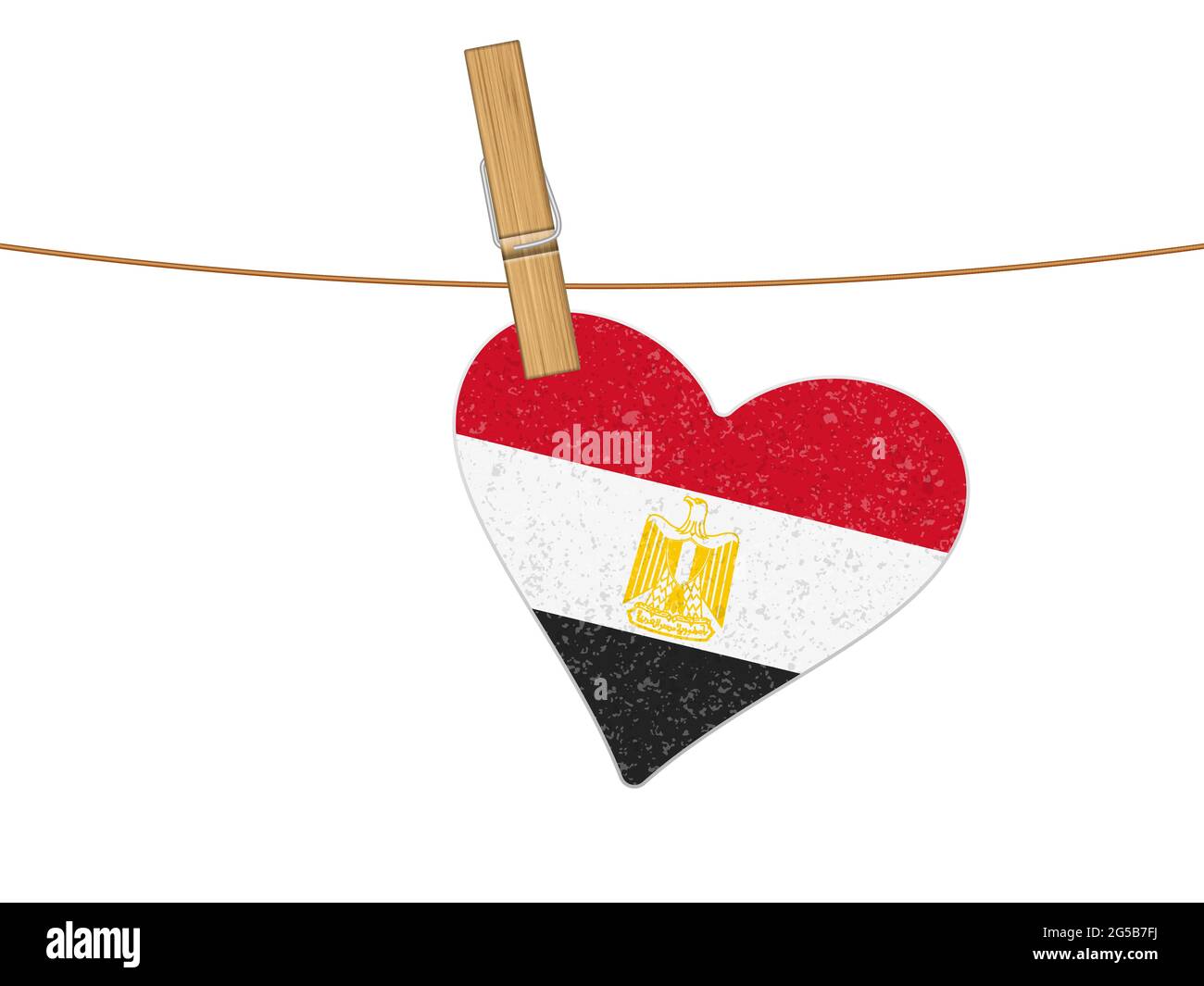 Heart Egypt flag on clothesline. Vector illustration on a white ...
