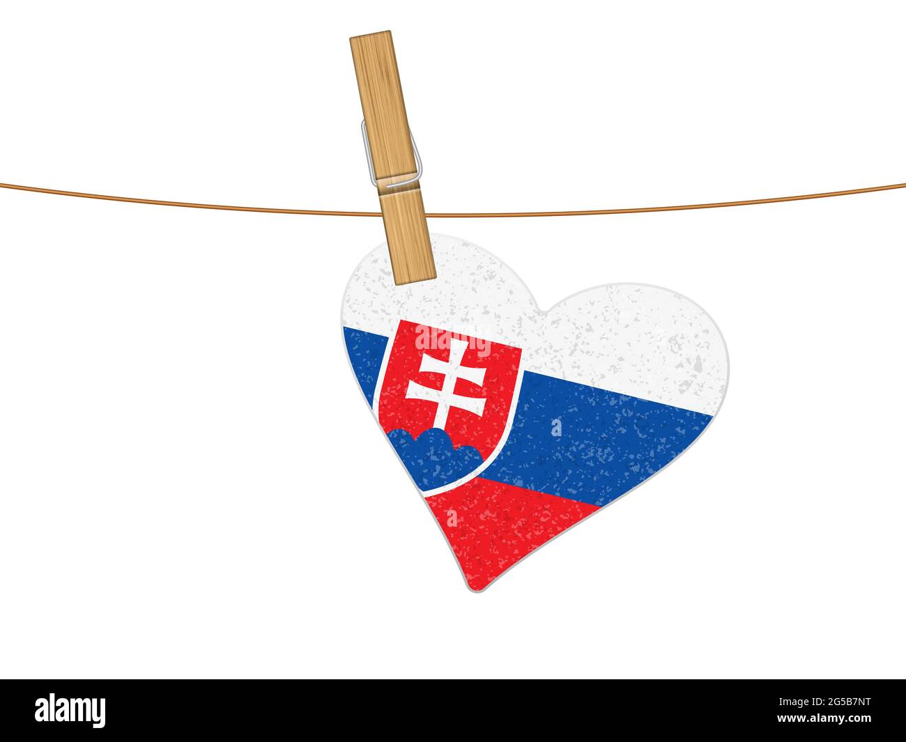 Heart Slovakia flag on clothesline. Vector illustration on a white ...