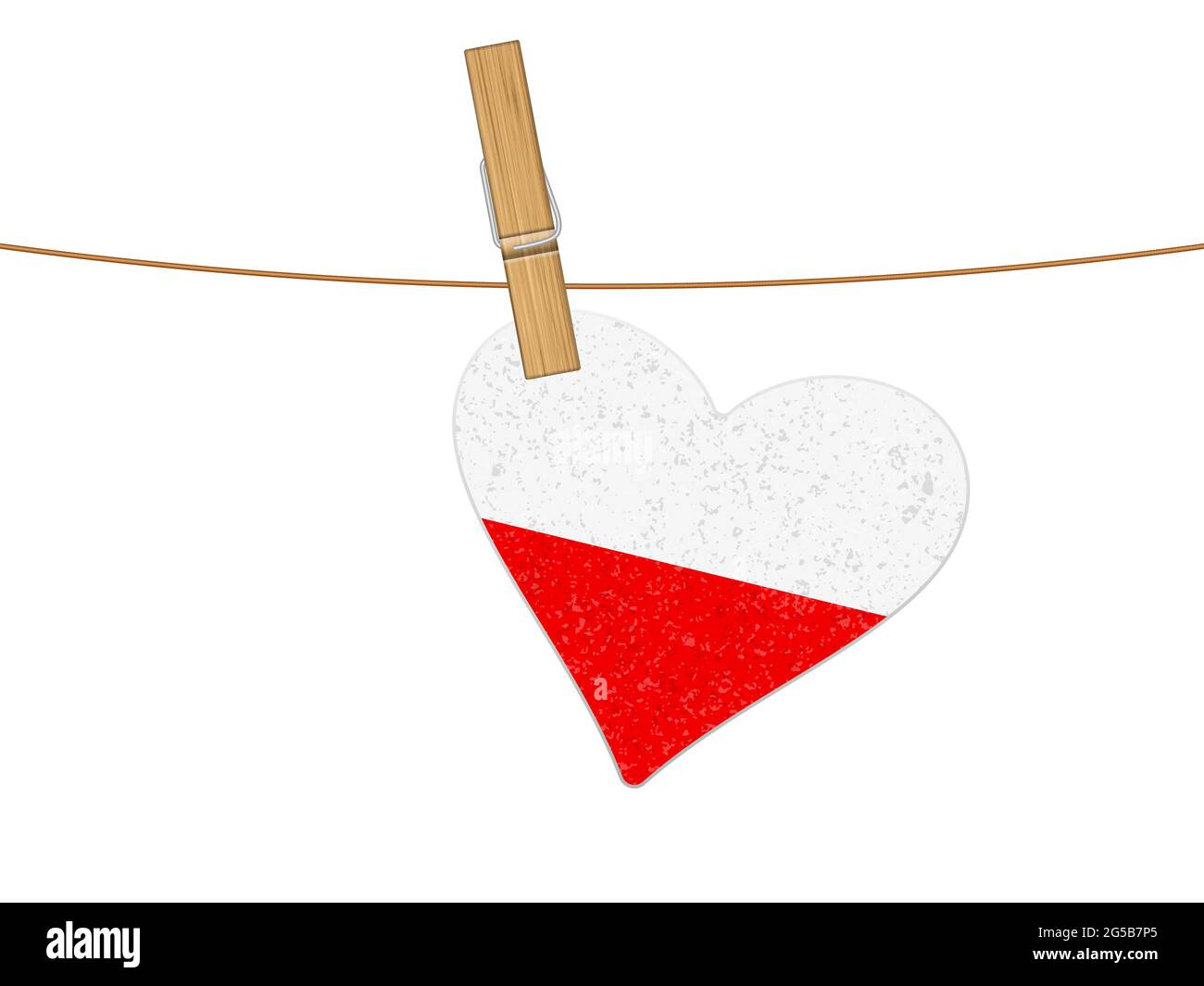 Heart Poland flag on clothesline. Vector illustration on a white ...