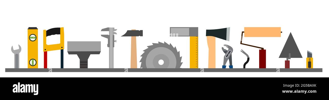Construction tools. Logo, label. Bottom frame. For work as a painter ...