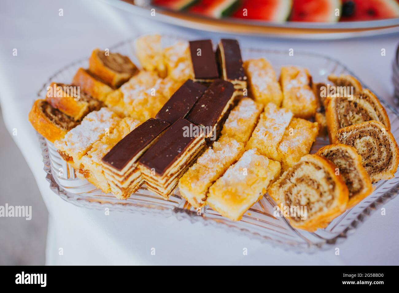 Closeup shot of a set of pastries on a buffet table Stock Photo - Alamy