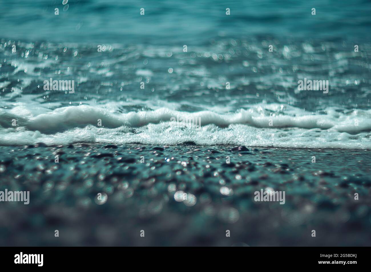 Abstract nature summer ocean sunset sea background. Small waves on ...