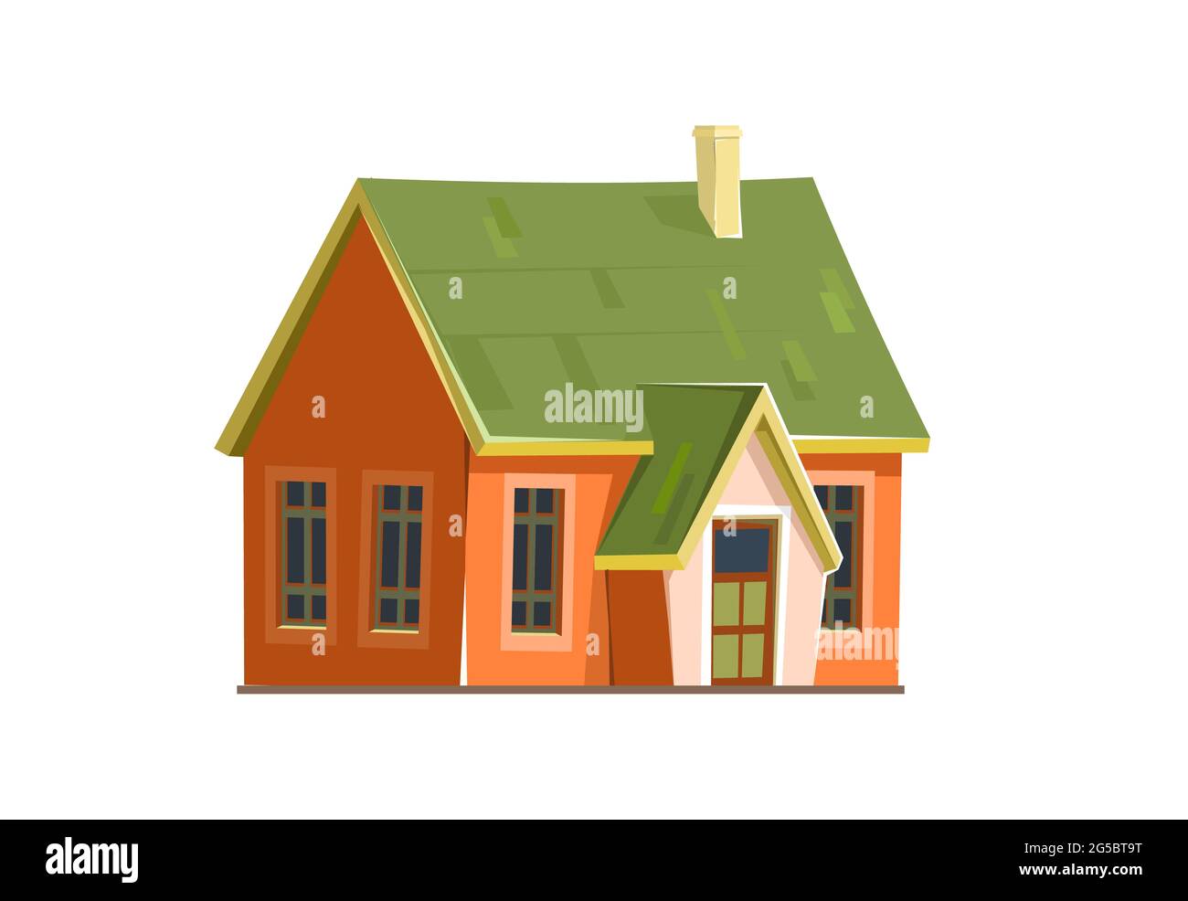 Rural house in a cheerful cartoon flat style. Isolated on white ...