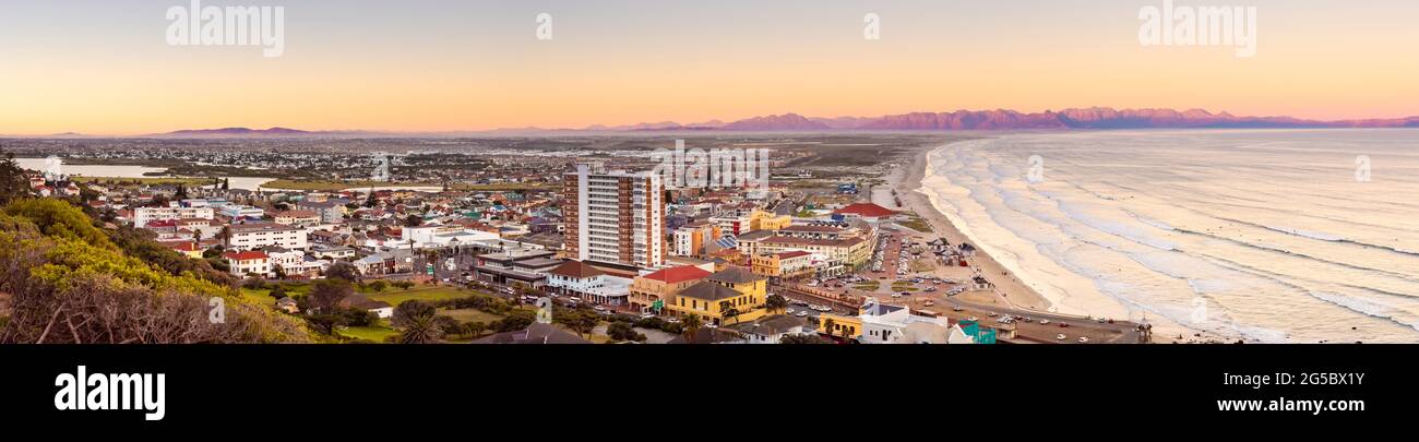 Elevated panoramic view of Muizenberg beach Cape Town at sunset Stock ...