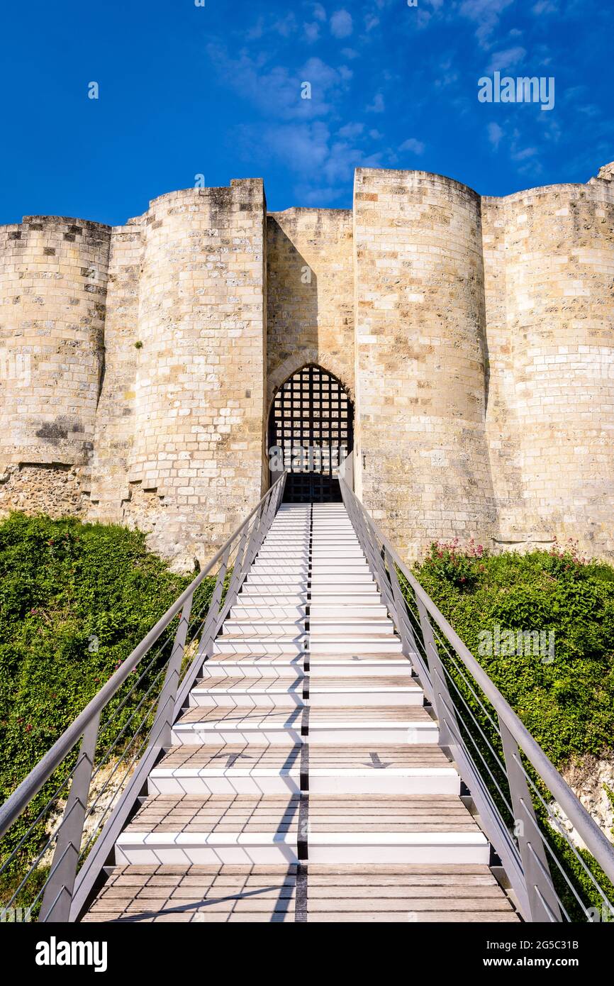 Entrance of the inner bailey of Château-Gaillard, a medieval fortified ...