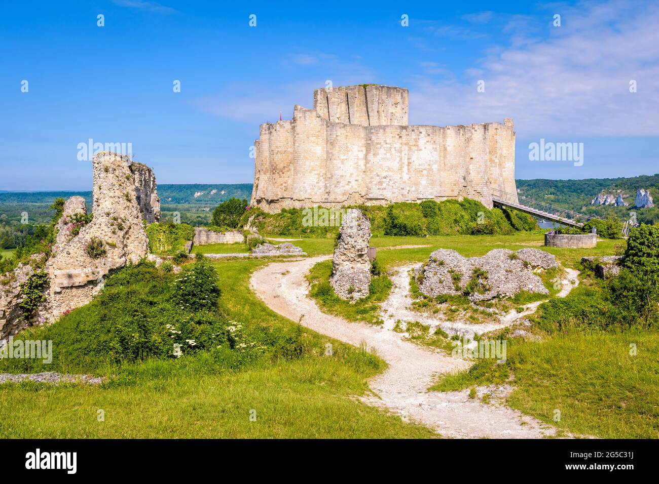 The inner wall and keep of Château-Gaillard medieval fortified castle ...