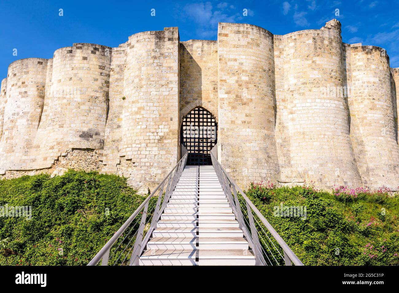 Entrance of the inner bailey of Château-Gaillard, a medieval fortified castle built in Normandy ...