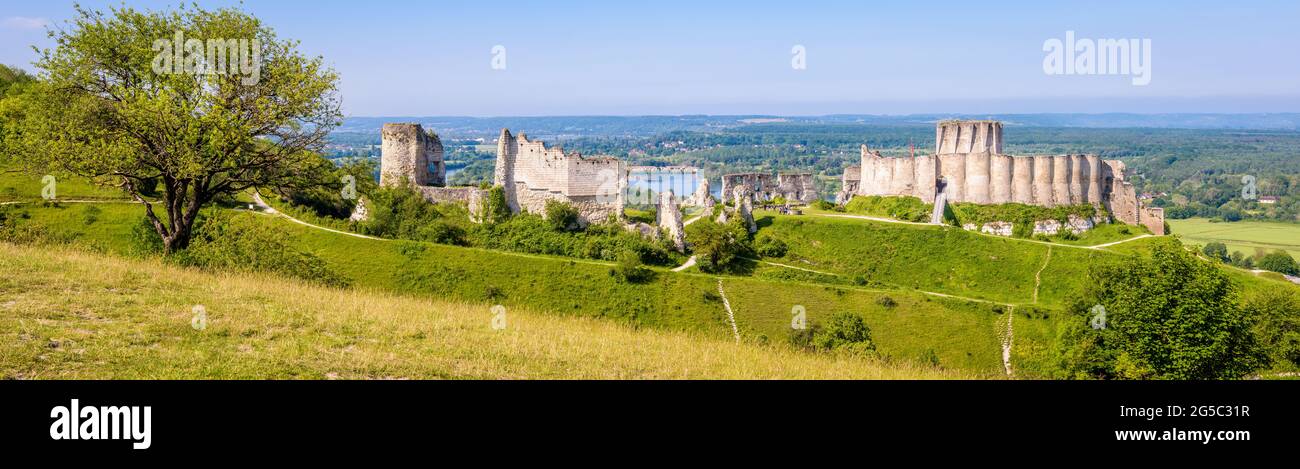 Panoramic view of the ruins of Château-Gaillard, a medieval fortified ...