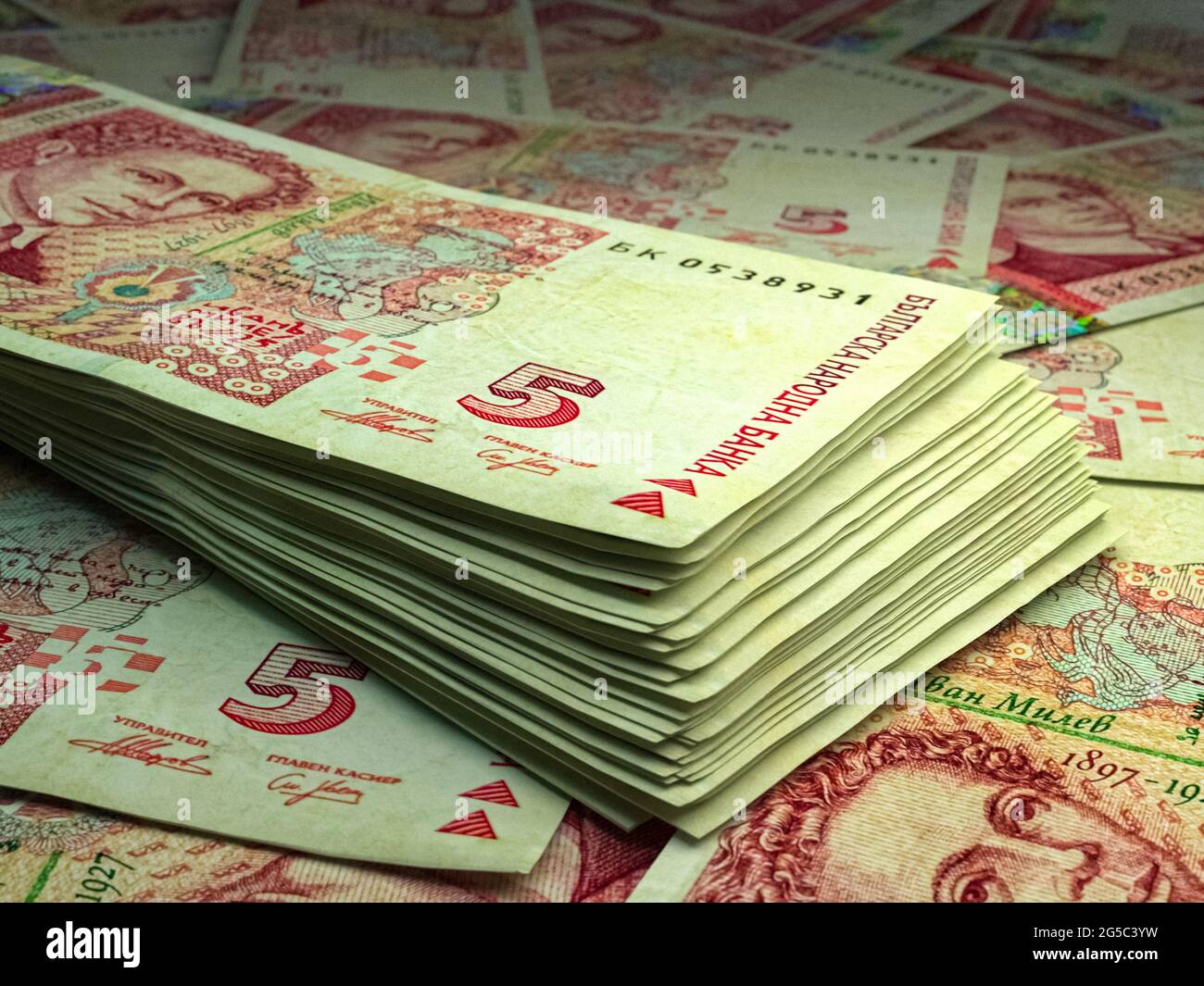 Money of Bulgaria. Bulgarian lev bills. BGN banknotes. 5 levove ...