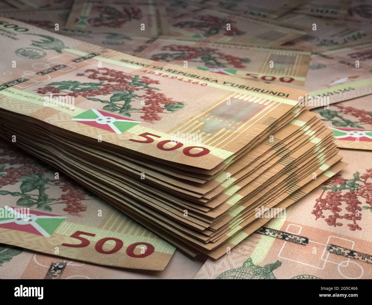 Money of Burundi. Burundian franc bills. BIF banknotes. 500 francs ...