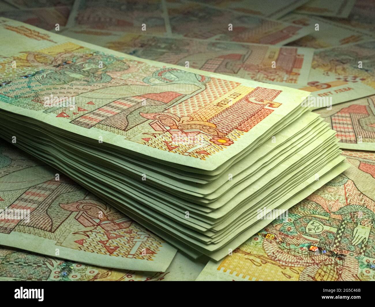 Money of Bulgaria. Bulgarian lev bills. BGN banknotes. 5 levove ...