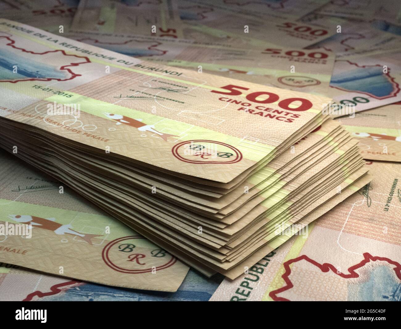 Money of Burundi. Burundian franc bills. BIF banknotes. 500 francs ...