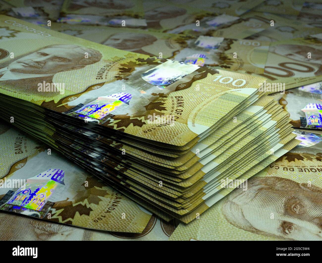 Money of Canada. Canadian dollar bills. CAD banknotes. 100 dollars ...
