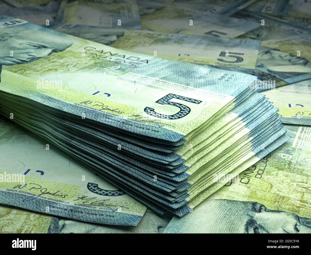 Money of Canada. Canadian dollar bills. CAD banknotes. 5 dollars ...