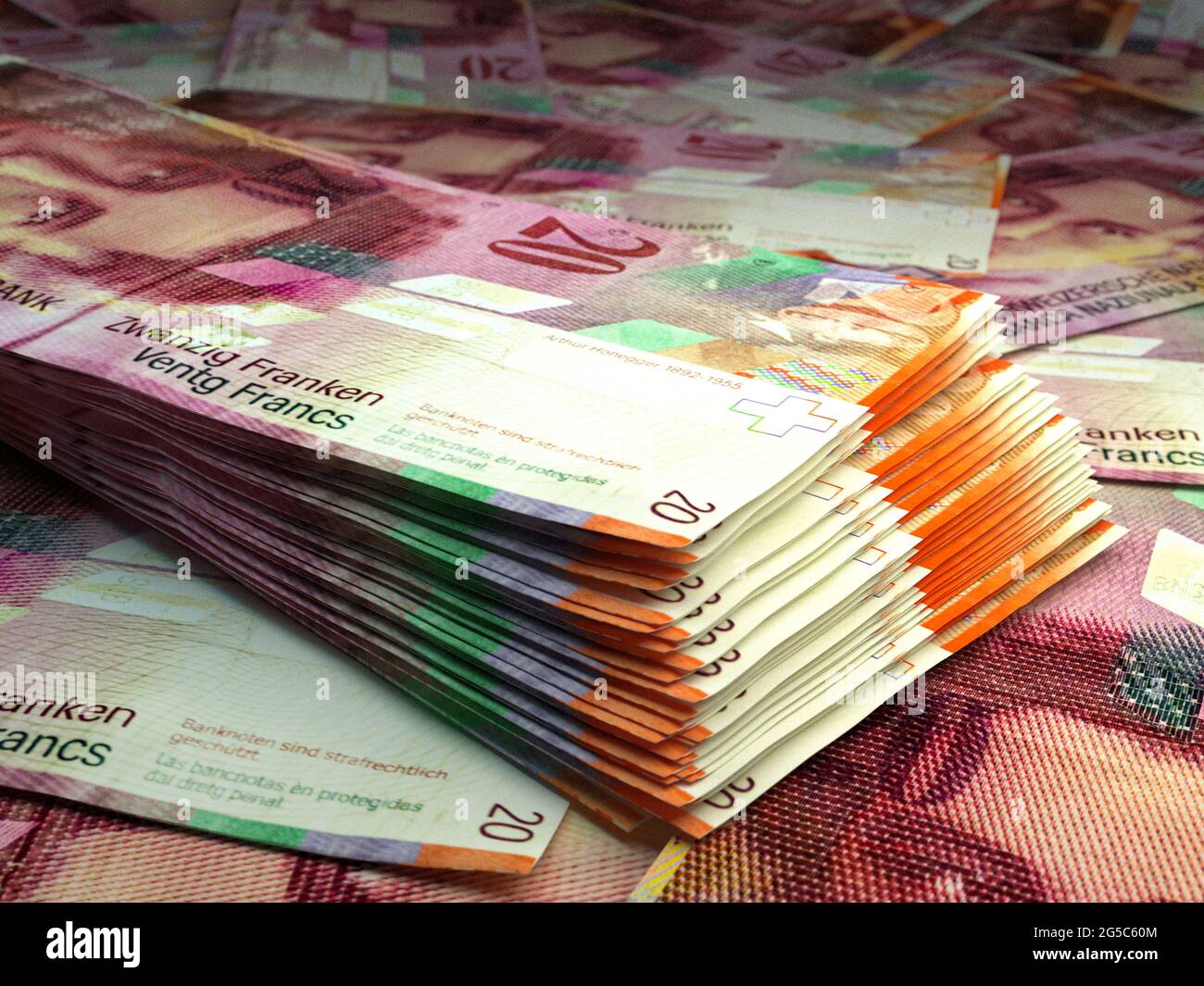 Money of Switzerland. Swiss franc bills. CHF banknotes. 20 francs ...