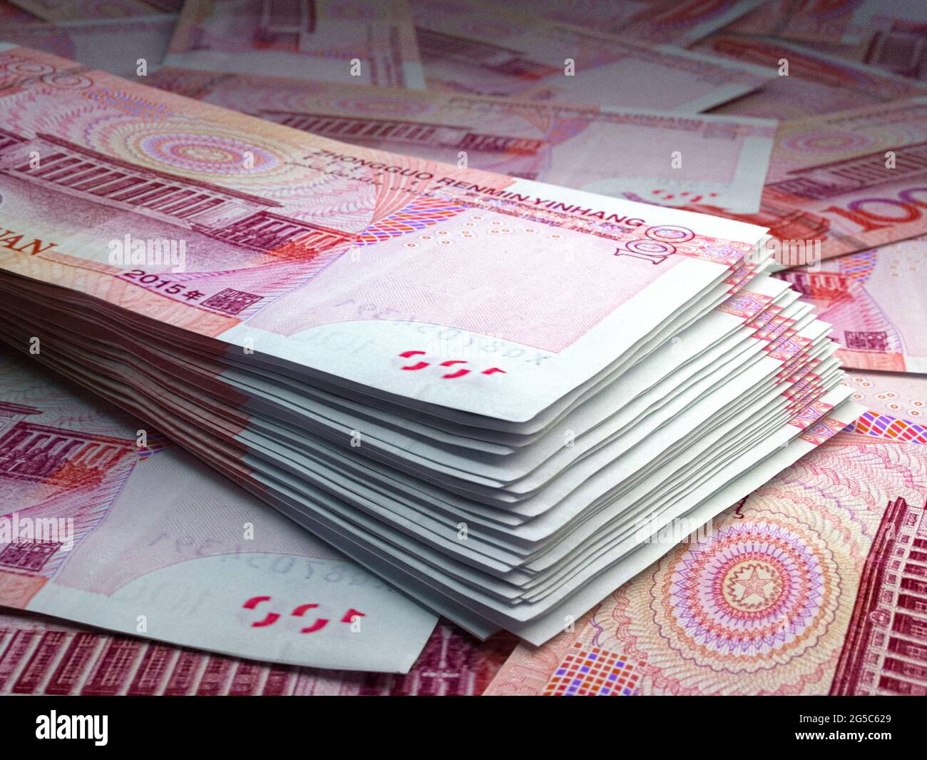 Money of China. Chinese renminbi bills. CNY banknotes. 100 yuan ...