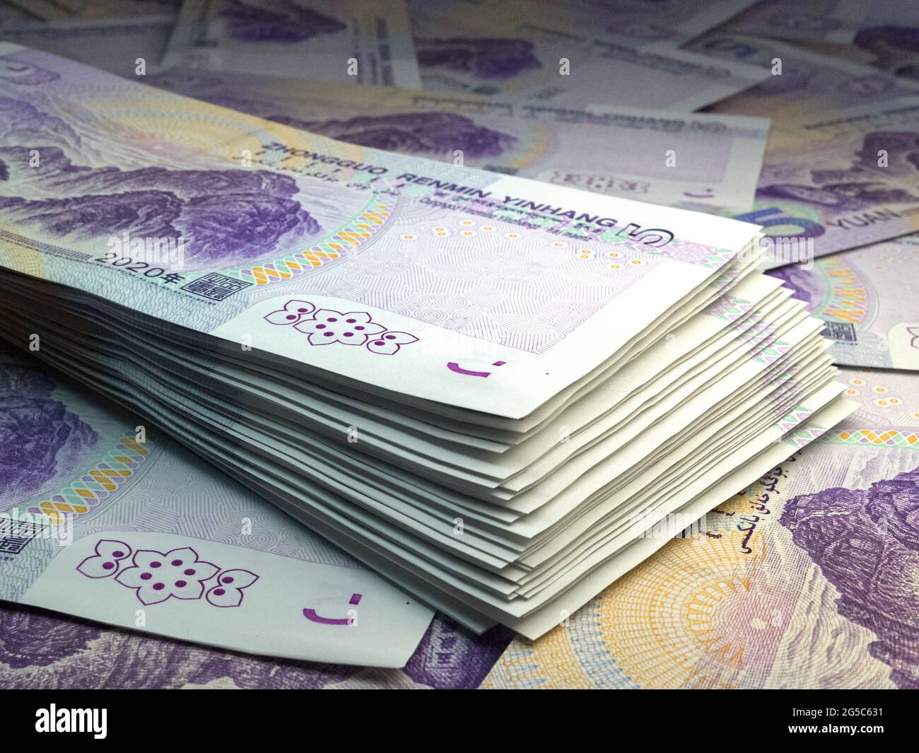 Money of China. Chinese renminbi bills. CNY banknotes. 5 yuan. Business ...