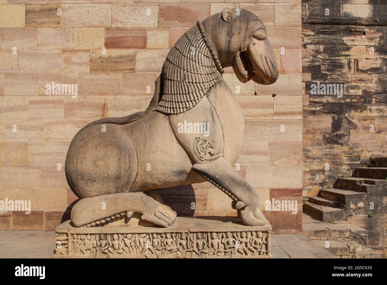 A sculpture of a 'Sardula' also known as 'Vyala', a Hindu mythical ...