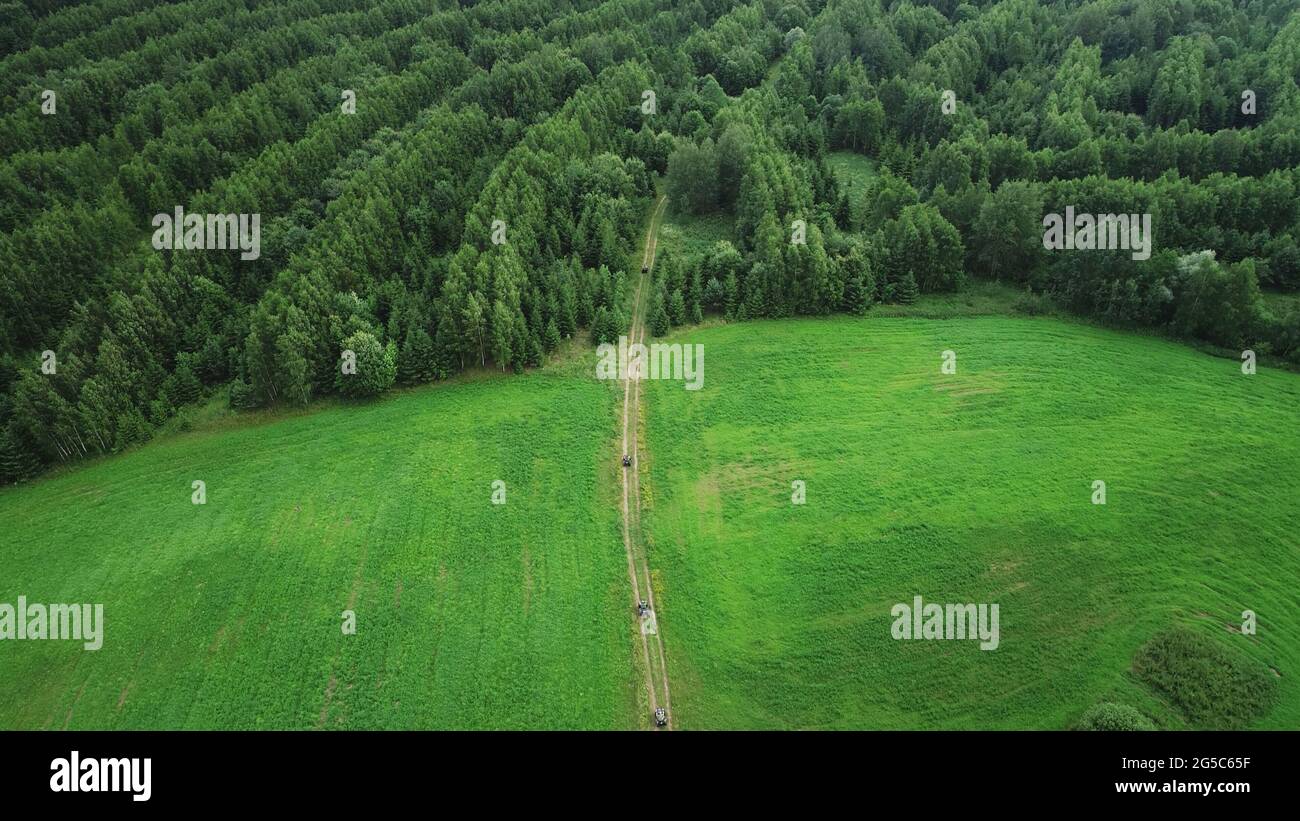 Off road adventure on atv aerial drone view Stock Photo - Alamy