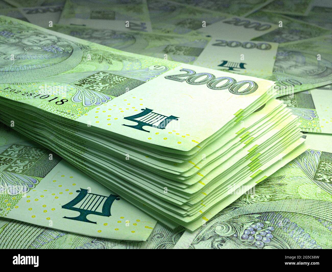 Money of Czech Republic. Czech koruna bills. CZK banknotes. 2000 Kc ...