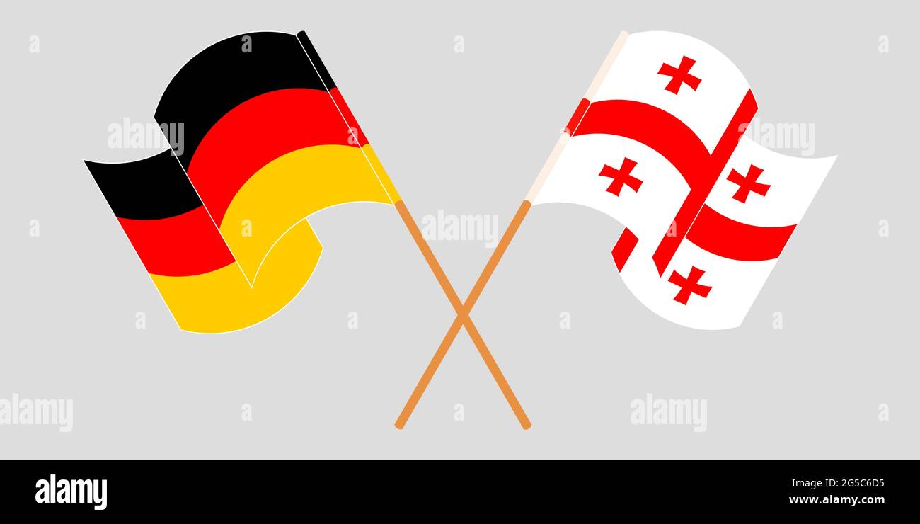 Crossed and waving flags of Georgia and Germany. Vector illustration ...