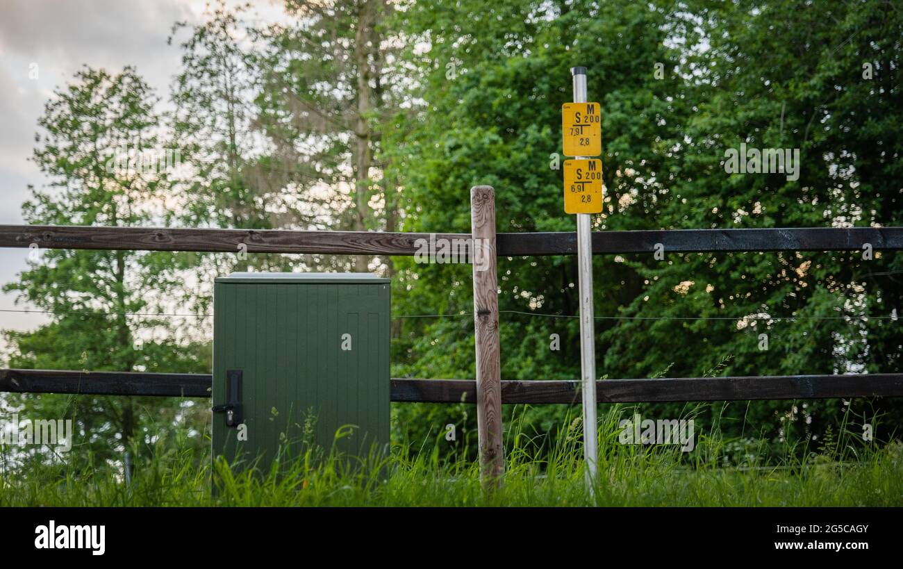 Weathered wooden fence in the country on background of trees Stock ...