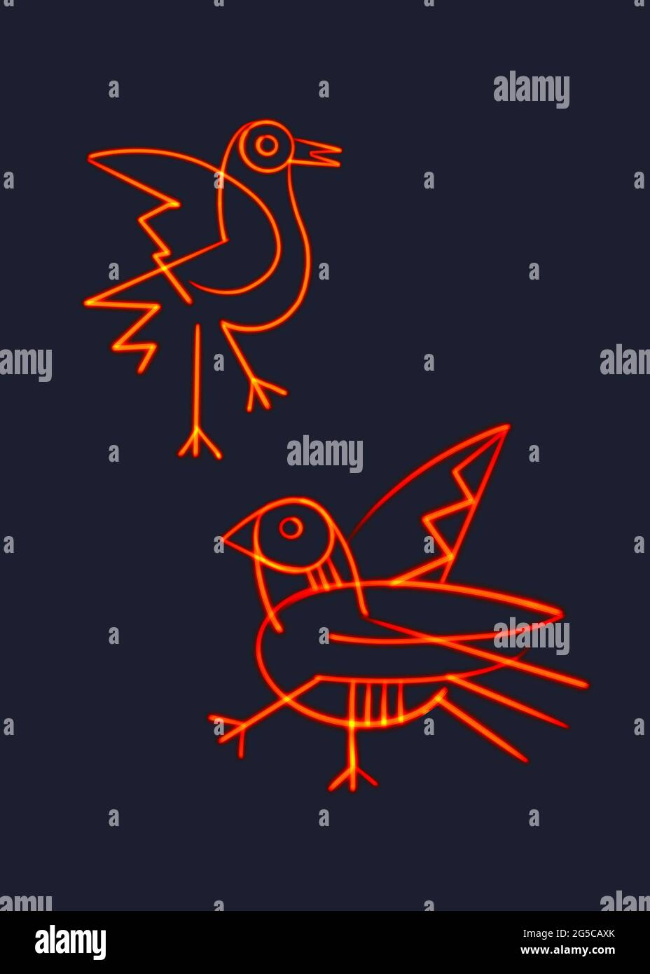 Hand drawn minimal illustration or drawing of a pair of birds Stock ...