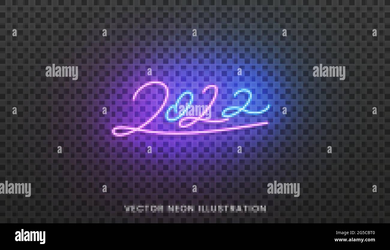 2022 neon script. Bright colorful sign for New Year 2022 Stock Vector ...