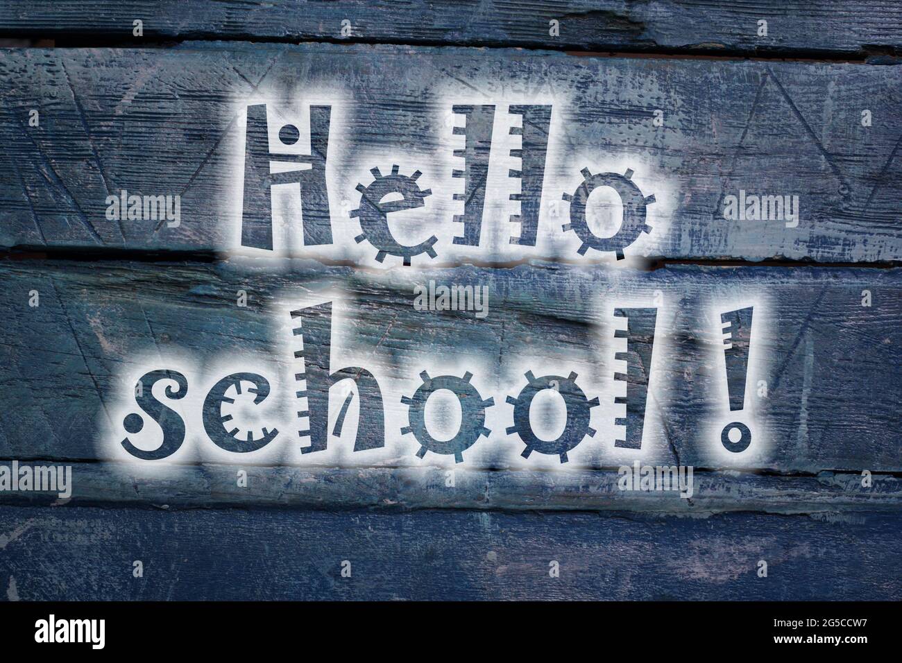 Hello school blackboard Stock Photo - Alamy