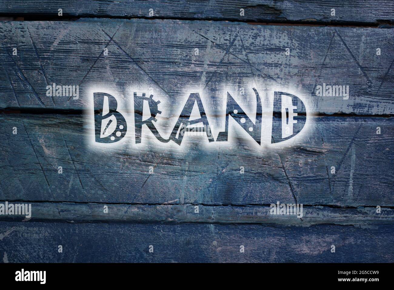 Brand text onl blackboard Stock Photo - Alamy