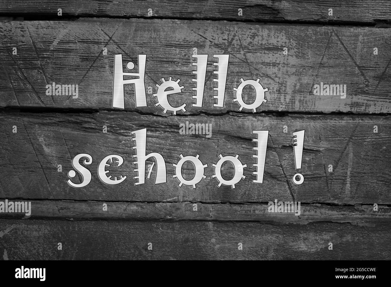 Hello school blackboard Stock Photo - Alamy