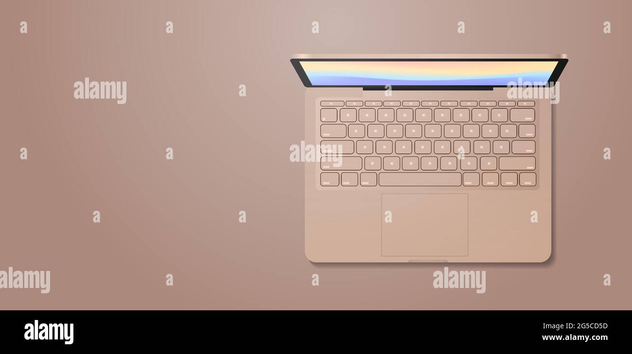 modern laptop with keyboard and colored screen realistic mockup gadgets ...