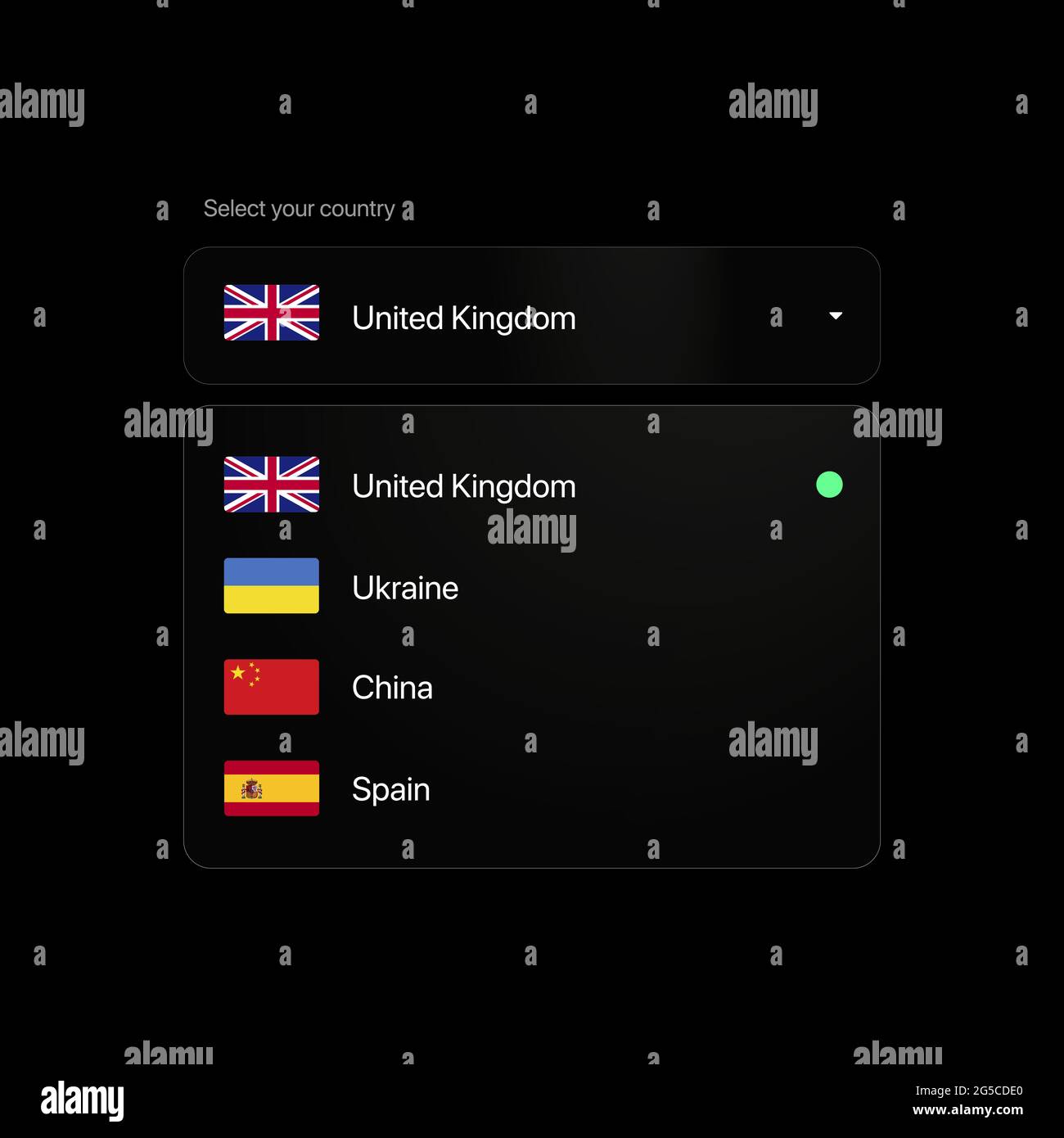Select Your Country Settings Panel. Where are you from. Flat user ...
