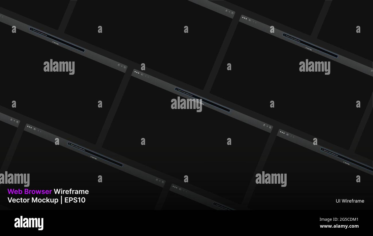 Web Browser Wireframe. Vector Dark Mockup Slide. Vector illustration ...